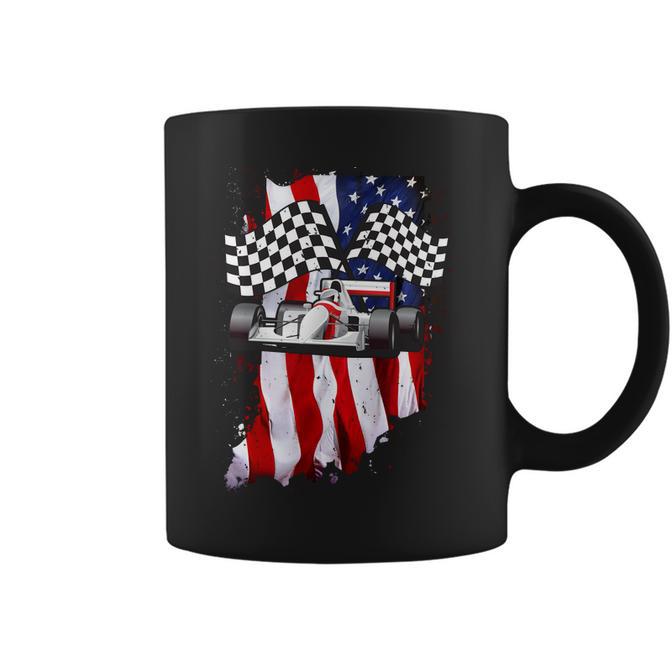 Drag Car Racing Patriotic American Flag Coffee Mug - Monsterry