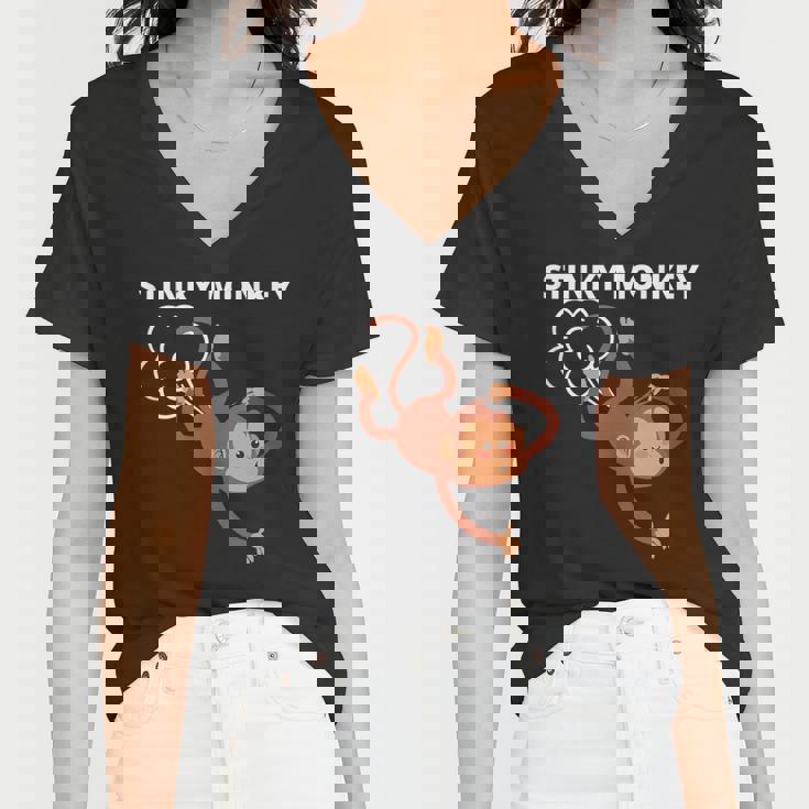 Funny Stinky Monkey Lover Fart Poop Meme Women V-Neck T-Shirt - Thegiftio