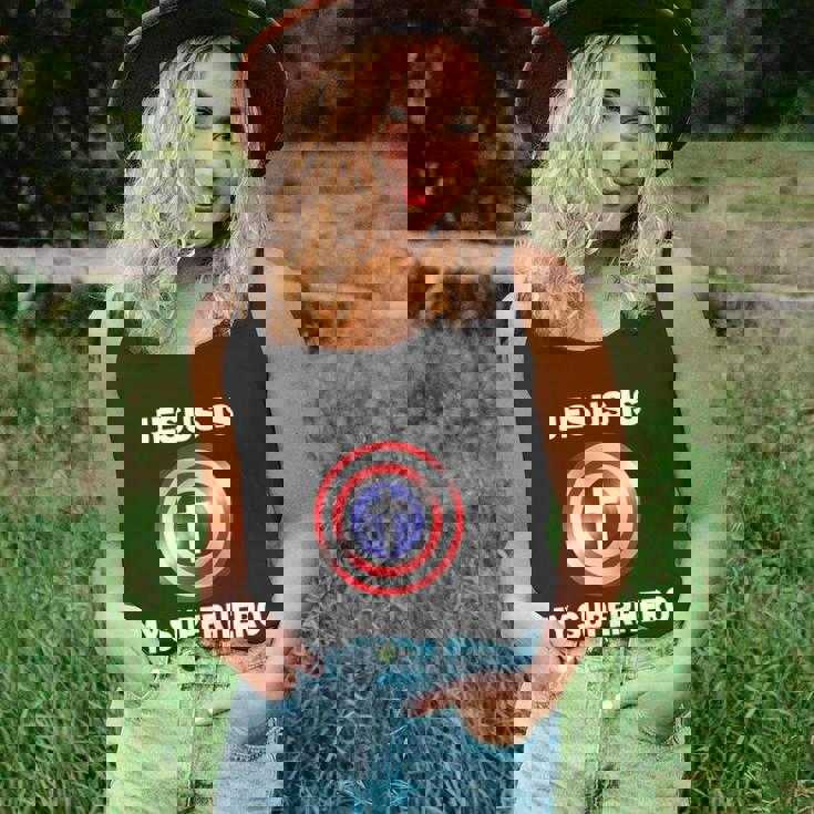 Captain Jesus Is My Superhero Cross Logo Unisex Tank Top - Monsterry