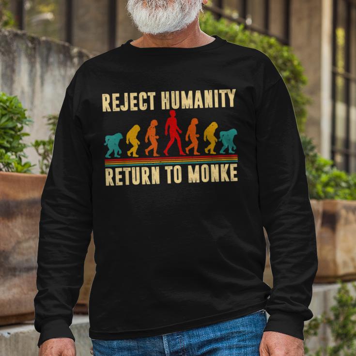 Reject Humanity Return To Monke Meme Monkey Evolution Unisex Long ...