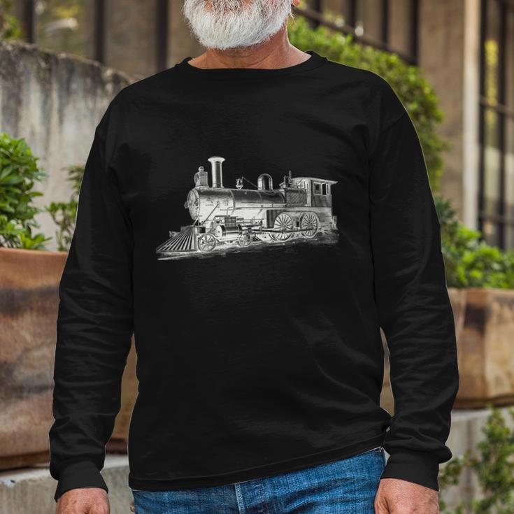 Steam Locomotive Train Engineer Railroad Mechanic Long Sleeve T-Shirt ...