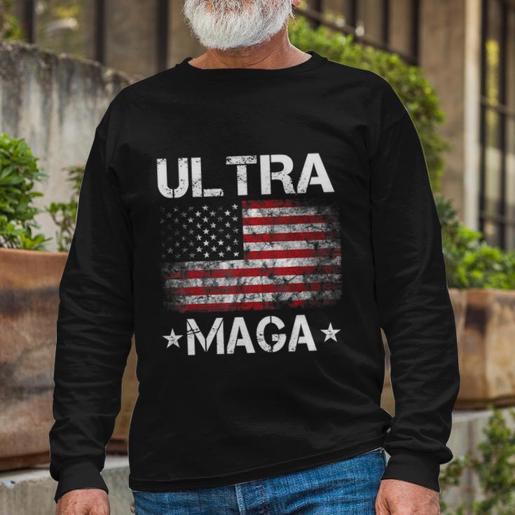 Ultra Maga Distressed American Flag V2 Long Sleeve T-Shirt - Monsterry