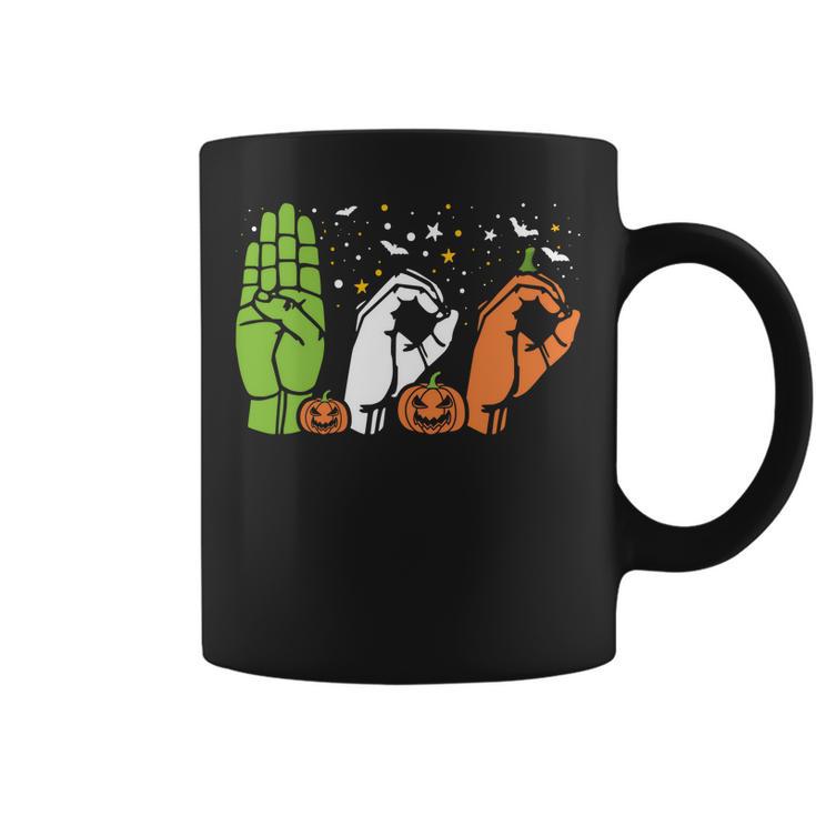 Boo Hands American Sign Language Asl Halloween Pride Coffee Mug ...