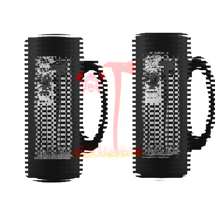 Firefighter Wildland Firefighter Axe American Flag Thin Red Line Fire V3 Coffee Mug - Seseable