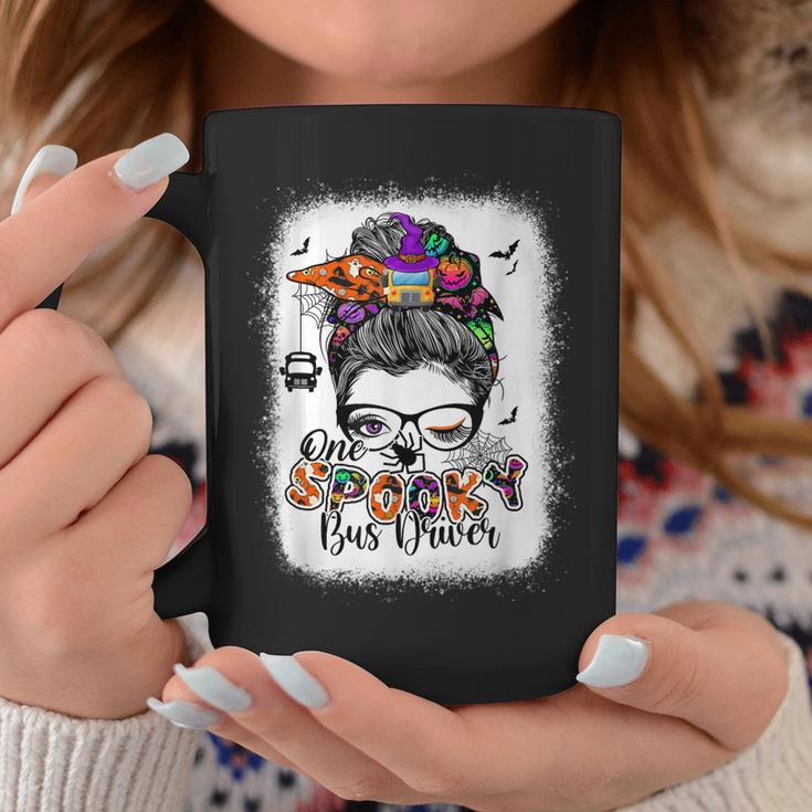 One Spooky Bus Driver Messy Bun Trick Or Treat Halloween V3 Coffee Mug ...