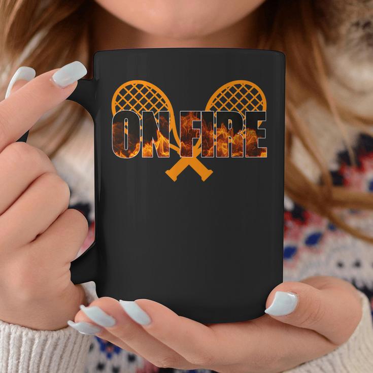 Racquetball Tennis Racket On Fire Flames Racquet Graphic Men Coffee Mug ...