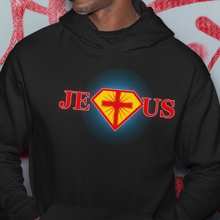 Super Jesus Superhero Comic Logo Tshirt Hoodie - Monsterry