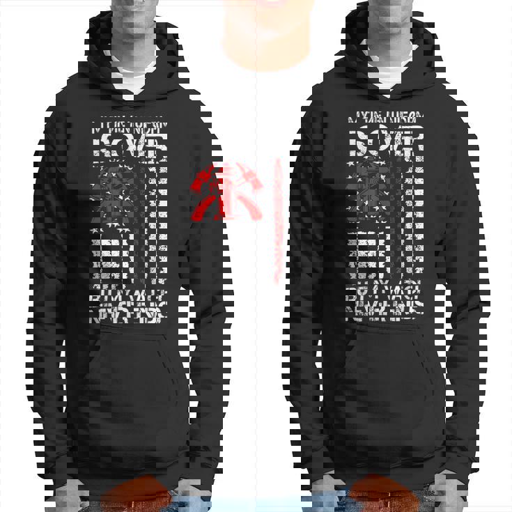 Firefighter Retired Firefighter Thin Red Line Funny Retirement Hoodie ...