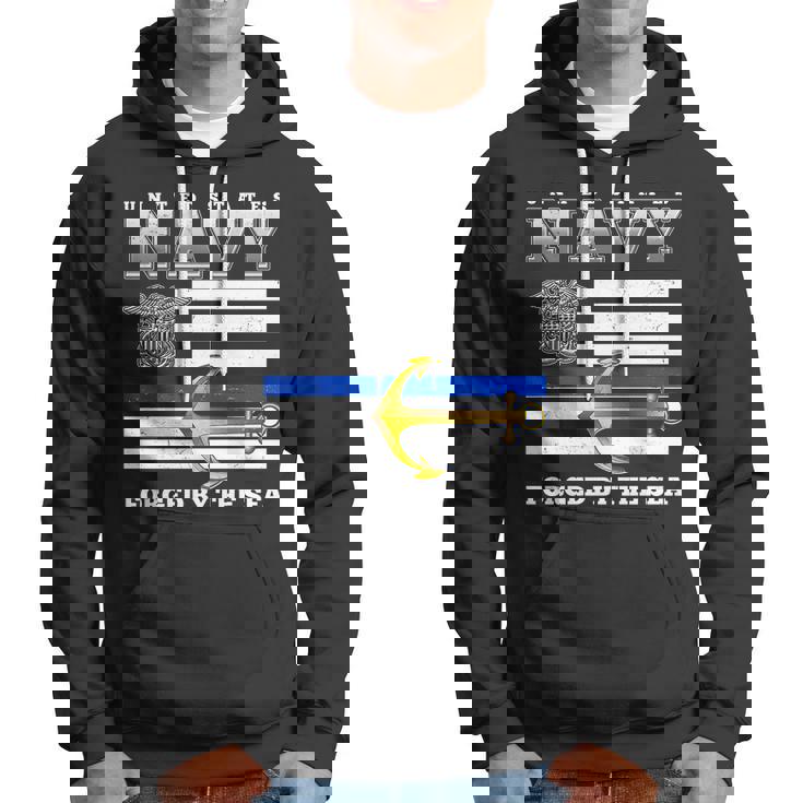 Us Navy Forge By The Sea Blue Line Flag Hoodie - Monsterry AU