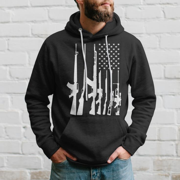 Black Gun American Flag - Rifle Weapon Firearm 2Nd Amendment Hoodie ...