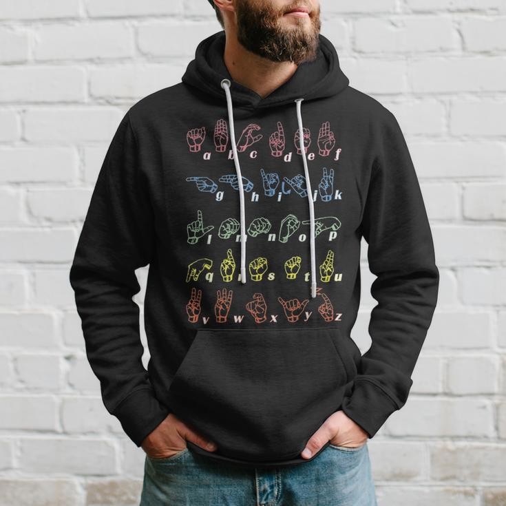 Sign Language Asl Teacher Hand Alphabet Learning V2 Men Hoodie - Thegiftio