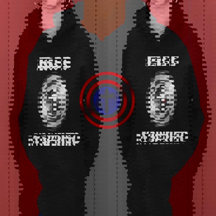 Captain Jesus Is My Superhero Cross Logo Women Hoodie - Monsterry