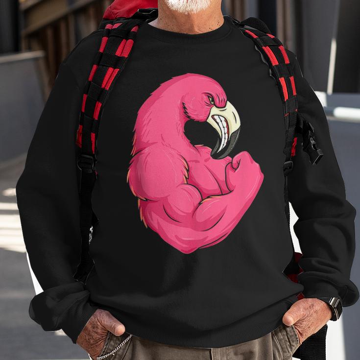 Funny Flamingo Bodybuilder Muscle Fitness Sweatshirt | Thegiftio