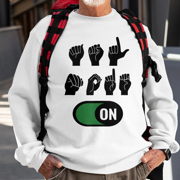 Asl Mode On American Sign Language V2 Sweatshirt - Thegiftio UK