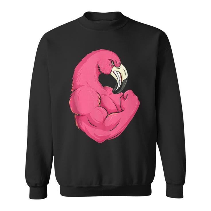 Funny Flamingo Bodybuilder Muscle Fitness Sweatshirt | Thegiftio