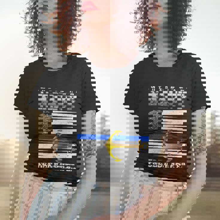 Us Navy Forge By The Sea Blue Line Flag Women T-shirt - Monsterry AU