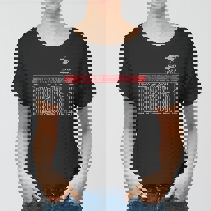 Mustang 50 Years Mach Official Logo Tshirt Women T-shirt - Monsterry