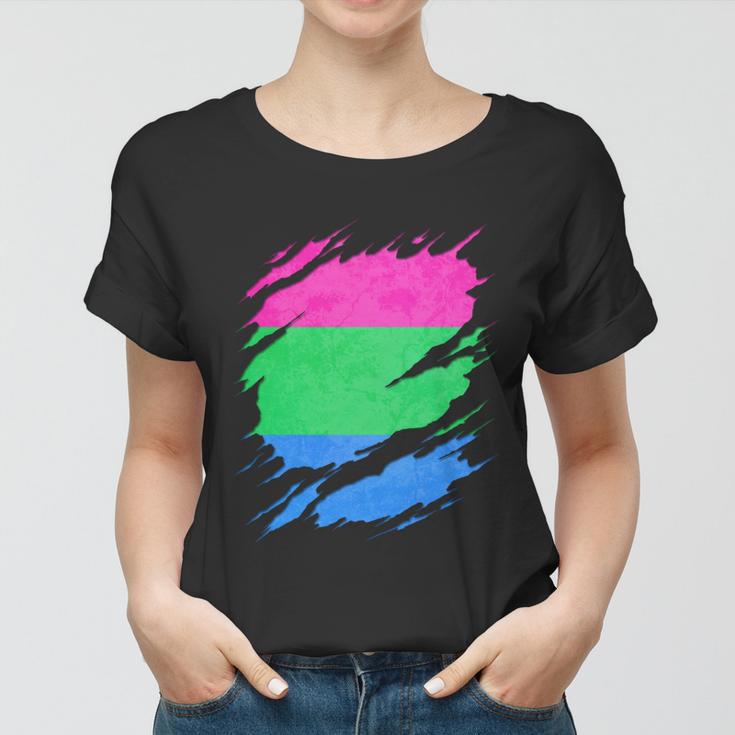 Polysexual Pride Polysexual Pride Flag Ripped Reveal Women T-shirt ...