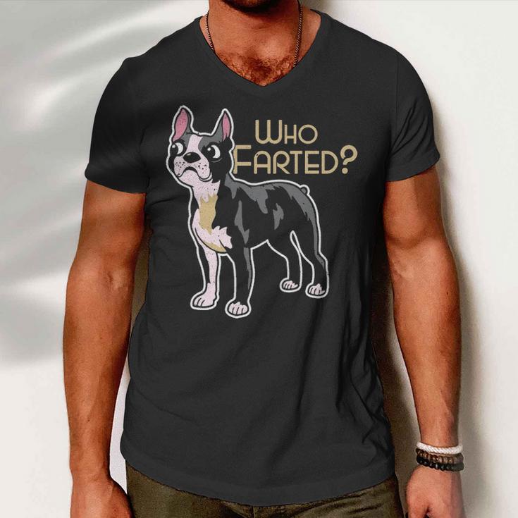 Boston Terrier Dog Who Farted Men V-Neck Tshirt - Thegiftio