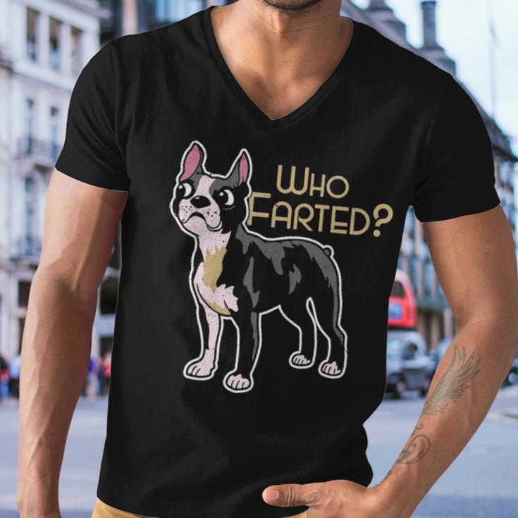 Boston Terrier Dog Who Farted Men V-Neck Tshirt - Thegiftio