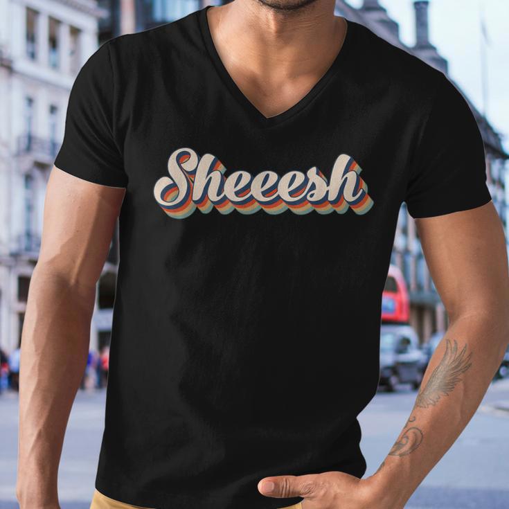 Sheesh Sheeesh Sheeeesh Funny Viral Meme 70S Retro Style Men V-Neck ...
