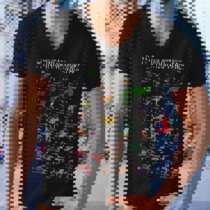 Types Of Dinosaurs Alphabet A-Z Abc Dino Rex Identification Men V-Neck ...