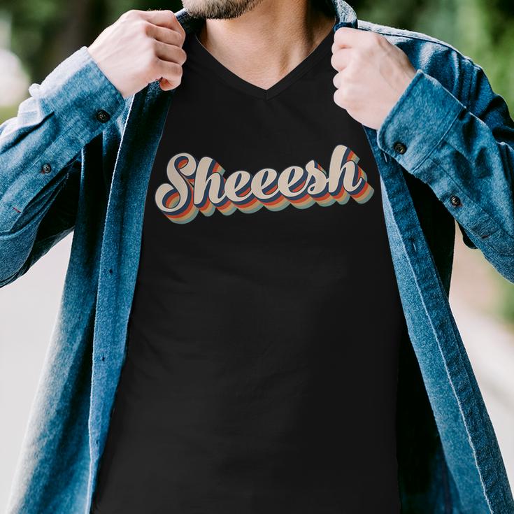 Sheesh Sheeesh Sheeeesh Funny Viral Meme 70S Retro Style Men V-Neck ...