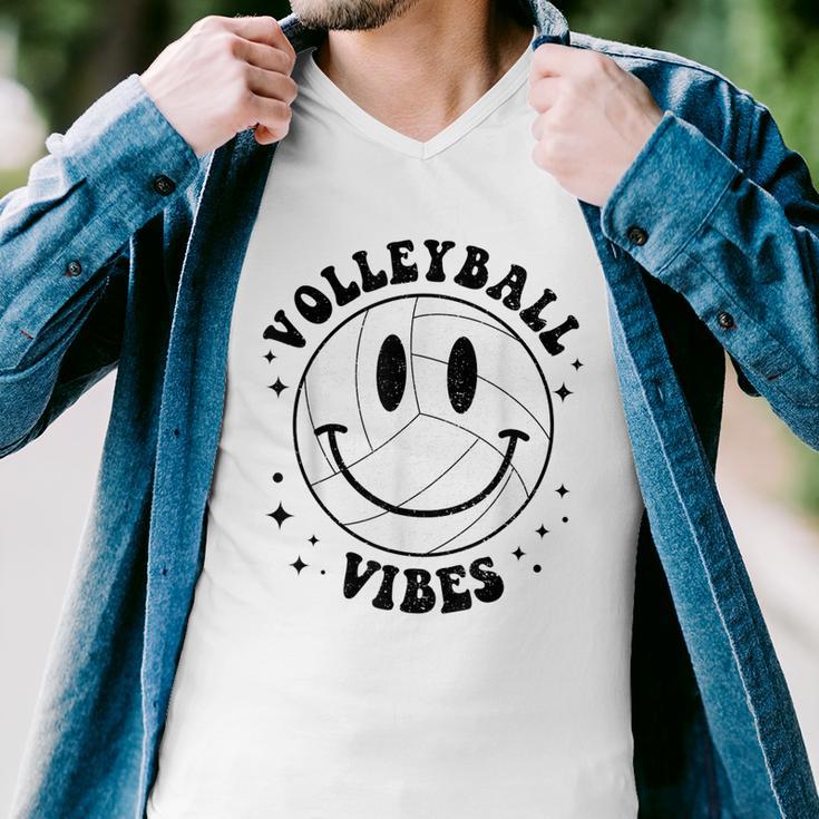 Funny Volleyball Mom Volleyball Vibes Smile Face Meme Men V-Neck Tshirt ...