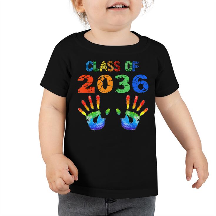 Class Of 2036 Grow With Me Color Handprint On Back Pre-K Kid Toddler Tshirt