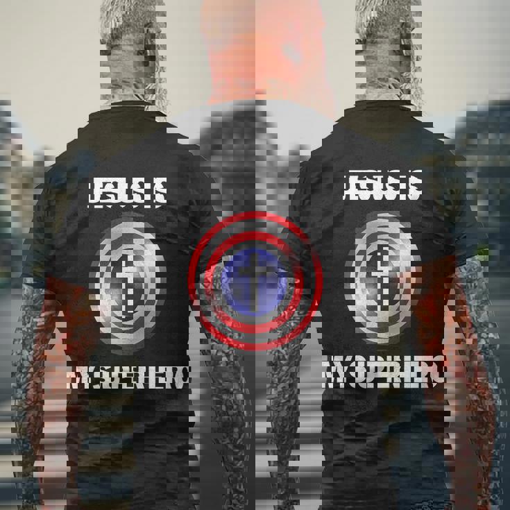 Captain Jesus Is My Superhero Cross Logo Men's Crewneck Short Sleeve ...