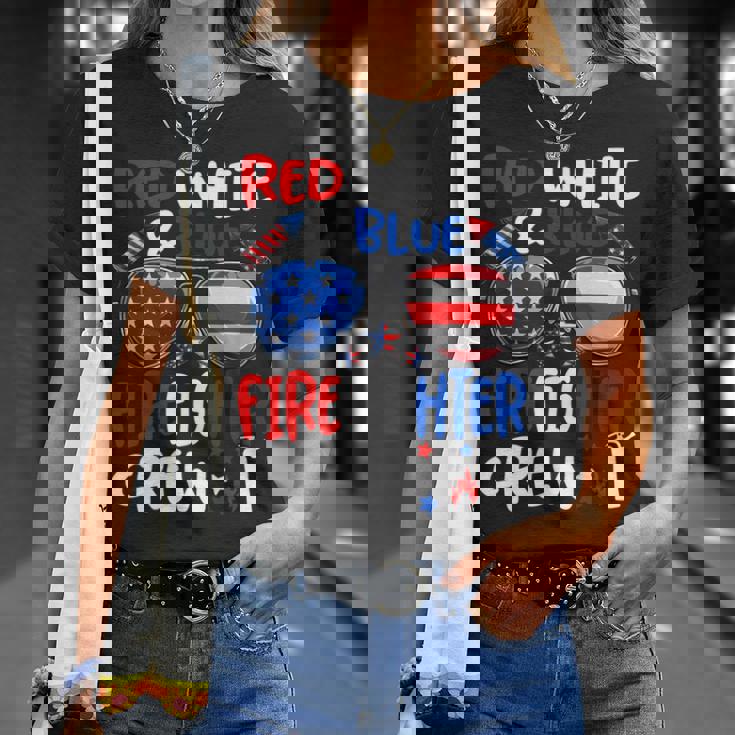 Firefighter Red White Blue Firefighter Crew American Flag Unisex T ...