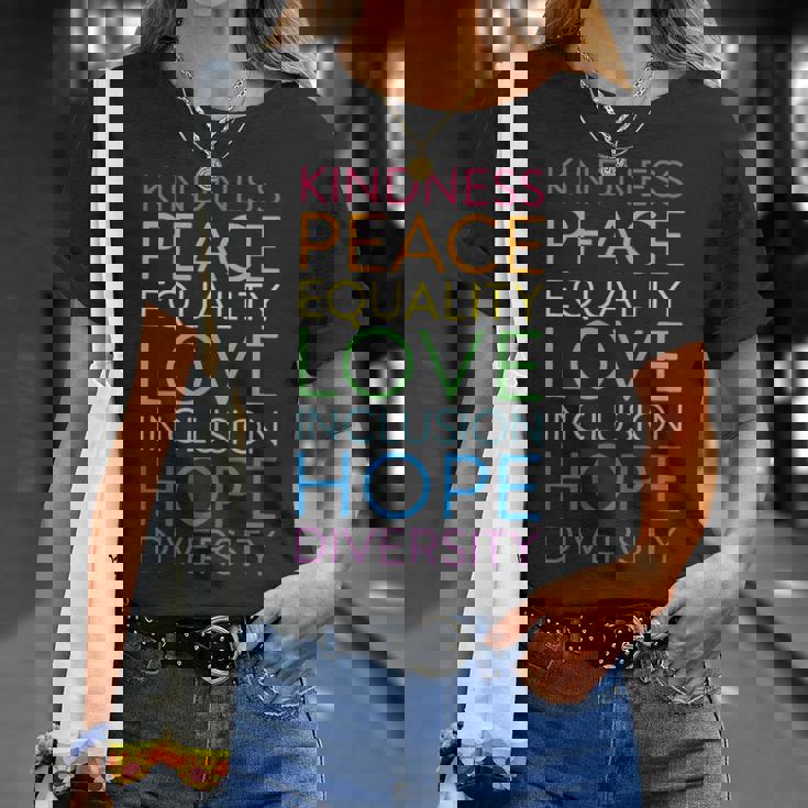 Peace Love Inclusion Equality Diversity Human Rights V2 T-shirt ...