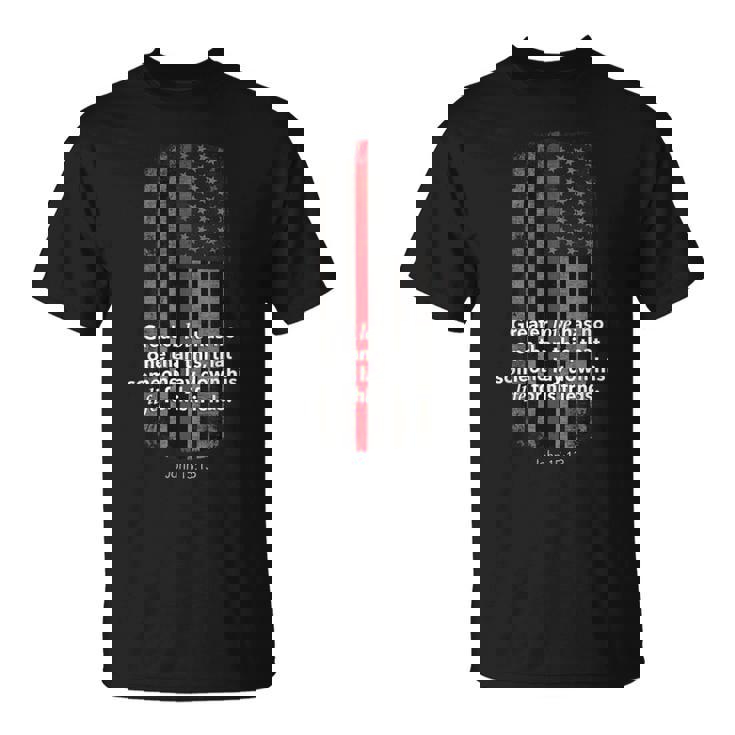 Firefighter Thin Red Line Firefighter Bible Verse American Flag V2 ...