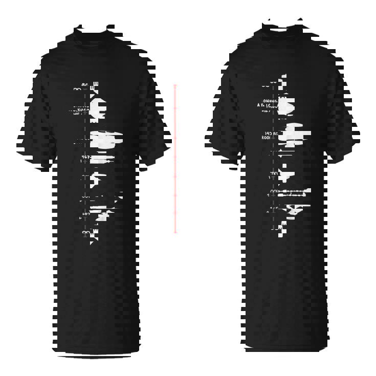 Spaceship Timeline Science Fiction Rocket T-shirt | Thegiftio