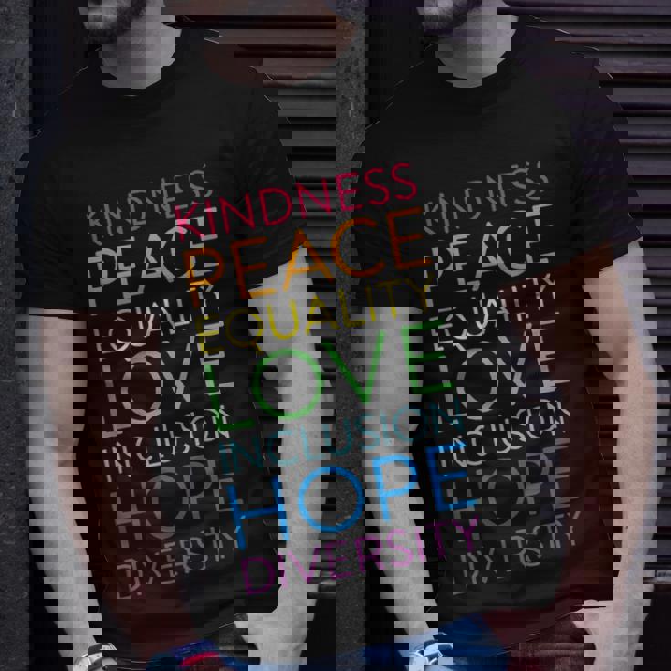 Peace Love Inclusion Equality Diversity Human Rights V2 T-shirt ...