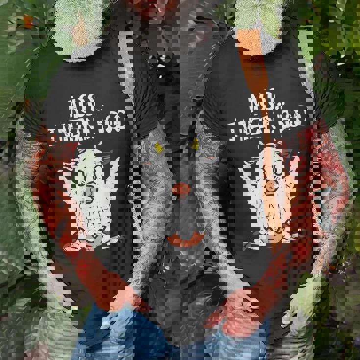 Moo I Mean Boo Ghost Cow Halloween Farm T-shirt - Thegiftio