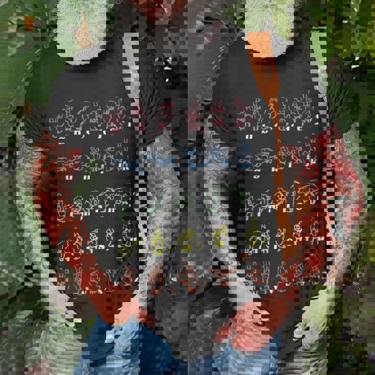 Sign Language Asl Teacher Hand Alphabet Learning V2 T-shirt - Thegiftio