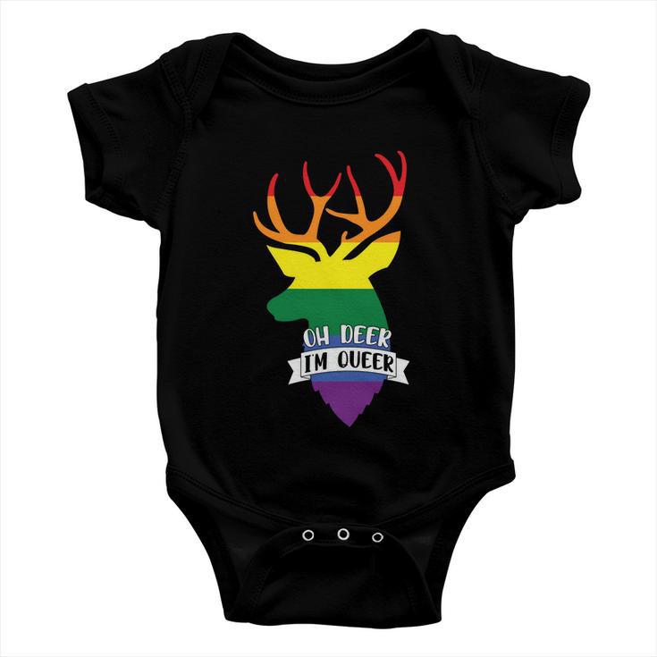 Oh Deer Im Queer Lgbt Gay Pride Lesbian Bisexual Ally Quote Baby Onesie ...